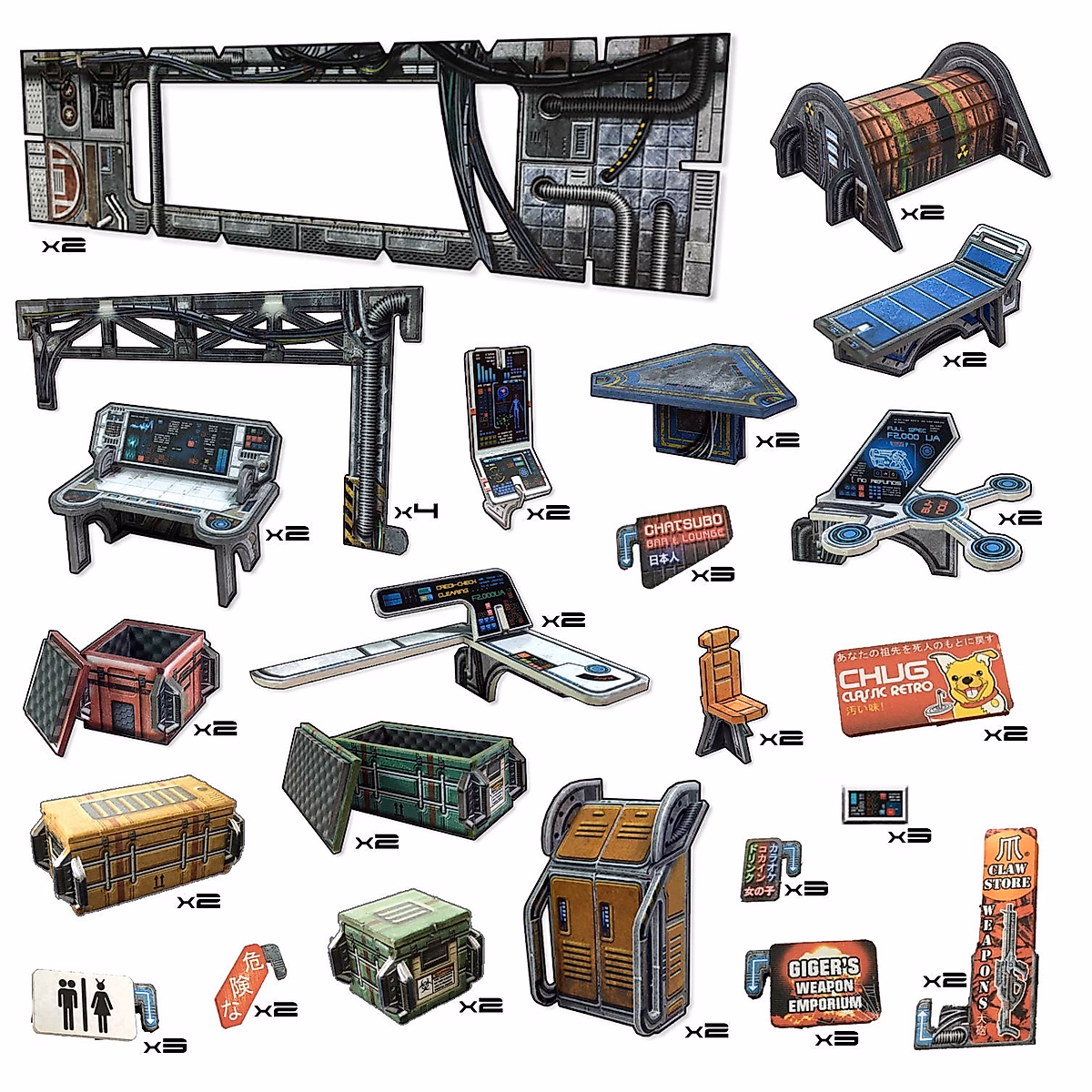 Battle Systems Sci-fi Terrain Cyberpunk Core Set - 28-35mm RPG/Wargames / 40k Necromunda Card Scenery