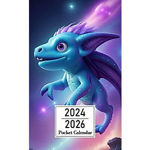 Pocket Calendar 2024-2026: Two-Year Monthly Planner for Purse , 36 Months from January 2024 to December 2026 | Galaxy splash art | Magical mystery creature