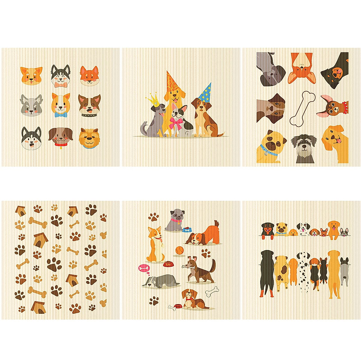 Patelai 6 Pieces Mixed Dog Swedish Cleaning Dishcloths Cloths Absorbent and Fast Drying Kitchen Dish Towels Dogs Cleaning Wipes for Kitchen Bathroom Office Wedding Housewarming, 6 Designs