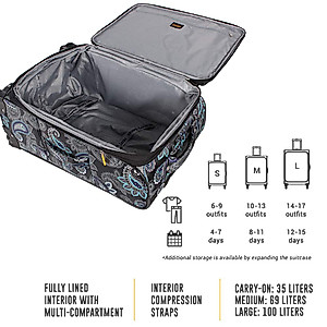 LUCAS Designer Luggage Collection - Expandable 24 Inch Softside Bag - Durable Mid-sized Ultra Lightweight Checked Suitcase with 4-Rolling Spinner Wheels (Diva)
