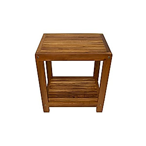NORDIC STYLE TEAK Wood Shower and Spa Bench with Shelf 18 inch, Indoor and Outdoor Use (Oiled Finish)