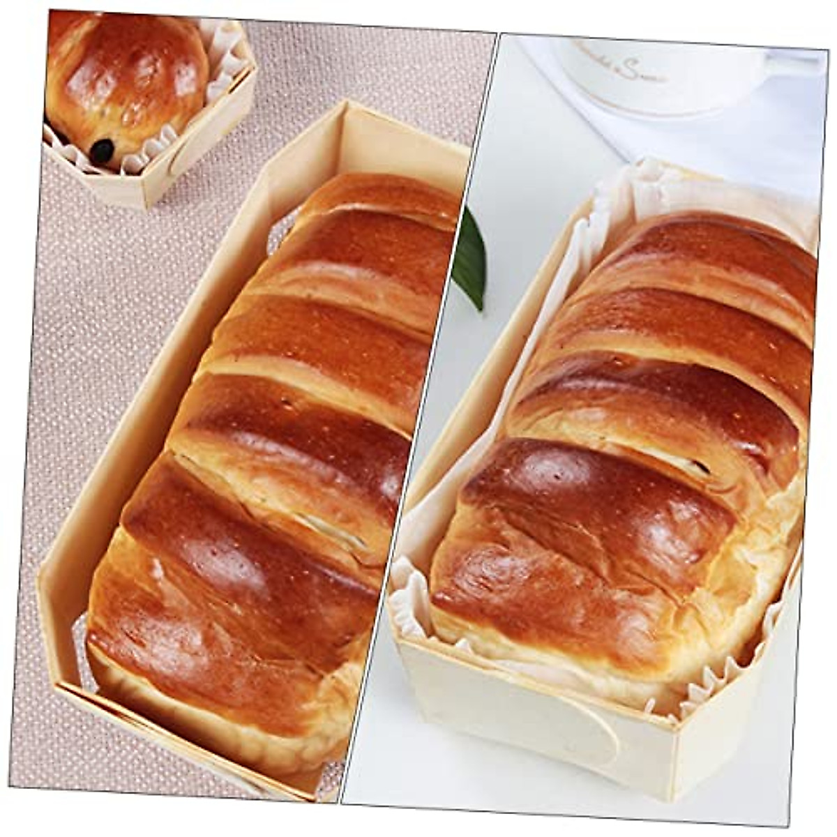 Cabilock 10pcs Wooden Toast Box Toaster Oven Pan Disposable Baking Pan Donut Mold Paper Bread Pan Baking Dishes for Oven Wood Loaf Pan Practical Toast Trays Non-stick Toast Plates Rectangle