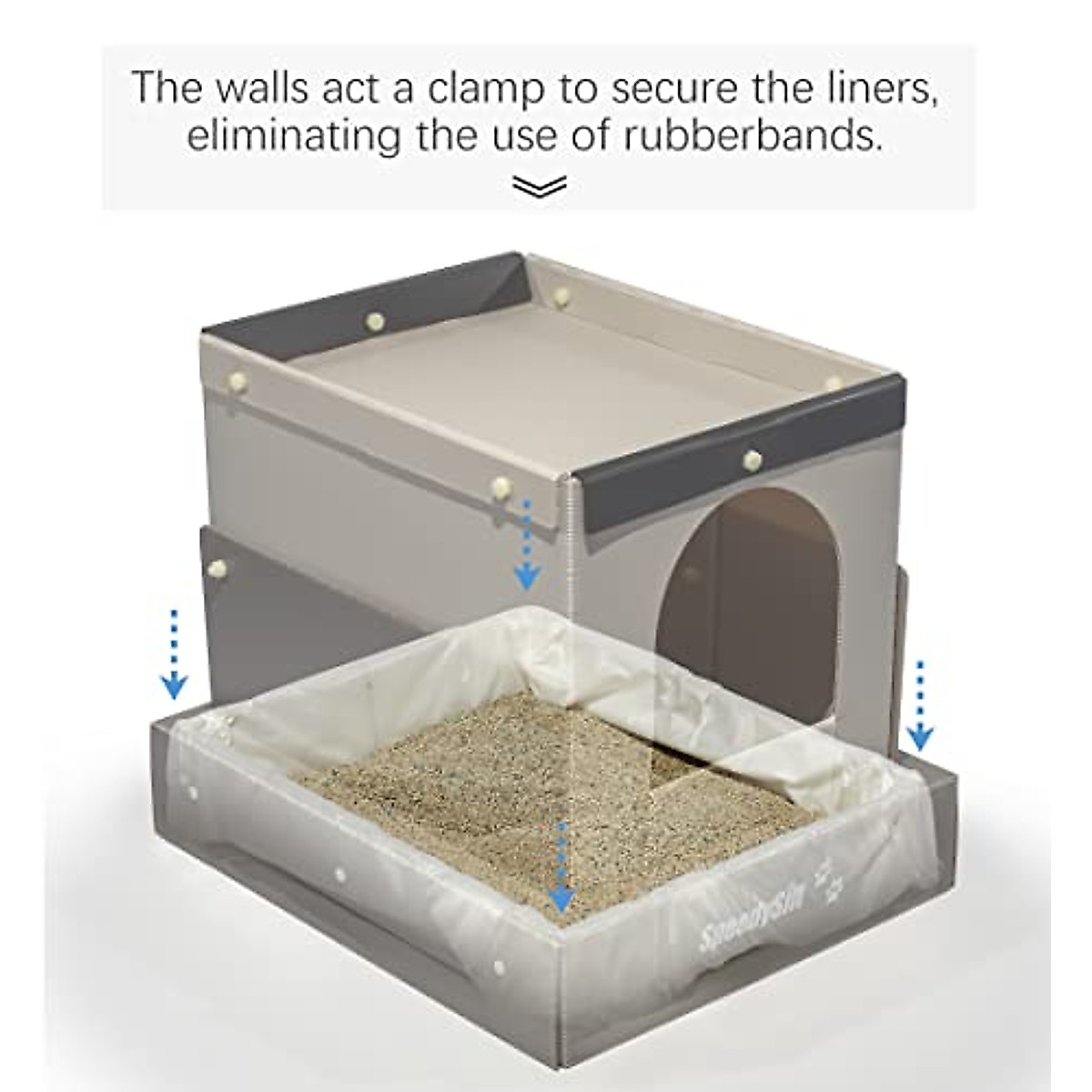 SpeedySift Hooded Cat Litter Box Starter Kit, Includes 56ct Disposable Sifting Liners, Material: Corrugated Plastic Board