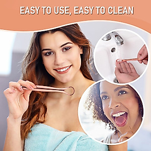 HLFLYG 4 Pack Tongue Scraper, Hygienic Seal-Pack, Professional Eliminate Bad Breath, Stainless Steel Tongue Scrapers, Effectively Improve Oral and Gut Health - Rose Gold & Silver