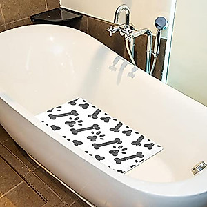 Lilibeely Bathtub Non-Slip Mat Baby Bath Tub Mat Anti-Slip with Suction Cups Dog Bone Paw Foot Print Grey Bathroom Tubs Massage Shower Mat