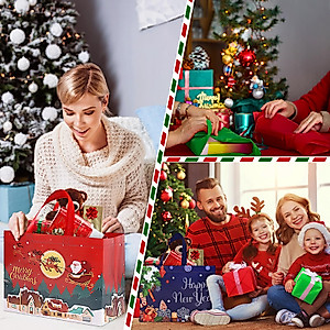 Miucat 16 Pack Large Christmas Gift Bags with Tissue Paper, Reusable Xmas Gift Bags With Handle Christmas Bag Bulk Non-Woven Holiday Gift Bags Christmas Treat Baskets Party Supplies 12.8"×9.8"×6.7"