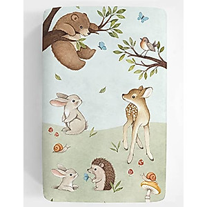 Mini Crib Sheet, Pack n Play or Playard Crib Sheet by Rookie Humans: 100% Cotton Sateen. Use as a Photo Background for Your Baby Pictures. Fits Mini Crib Size (38x24 inches) (Enchanted Forest)