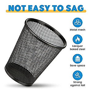 Smgmg Pen Holder for Desk, Pencil Holder for Desk, 4 Pack Pencil Cup for Pen, Mesh Metal Pen Organizer for Desk Black, Desk Pen Holder