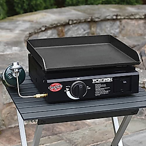 Char-Griller E8217 Flat Iron Portable Table Top 17” Gas Griddle Propane Grill, Black
