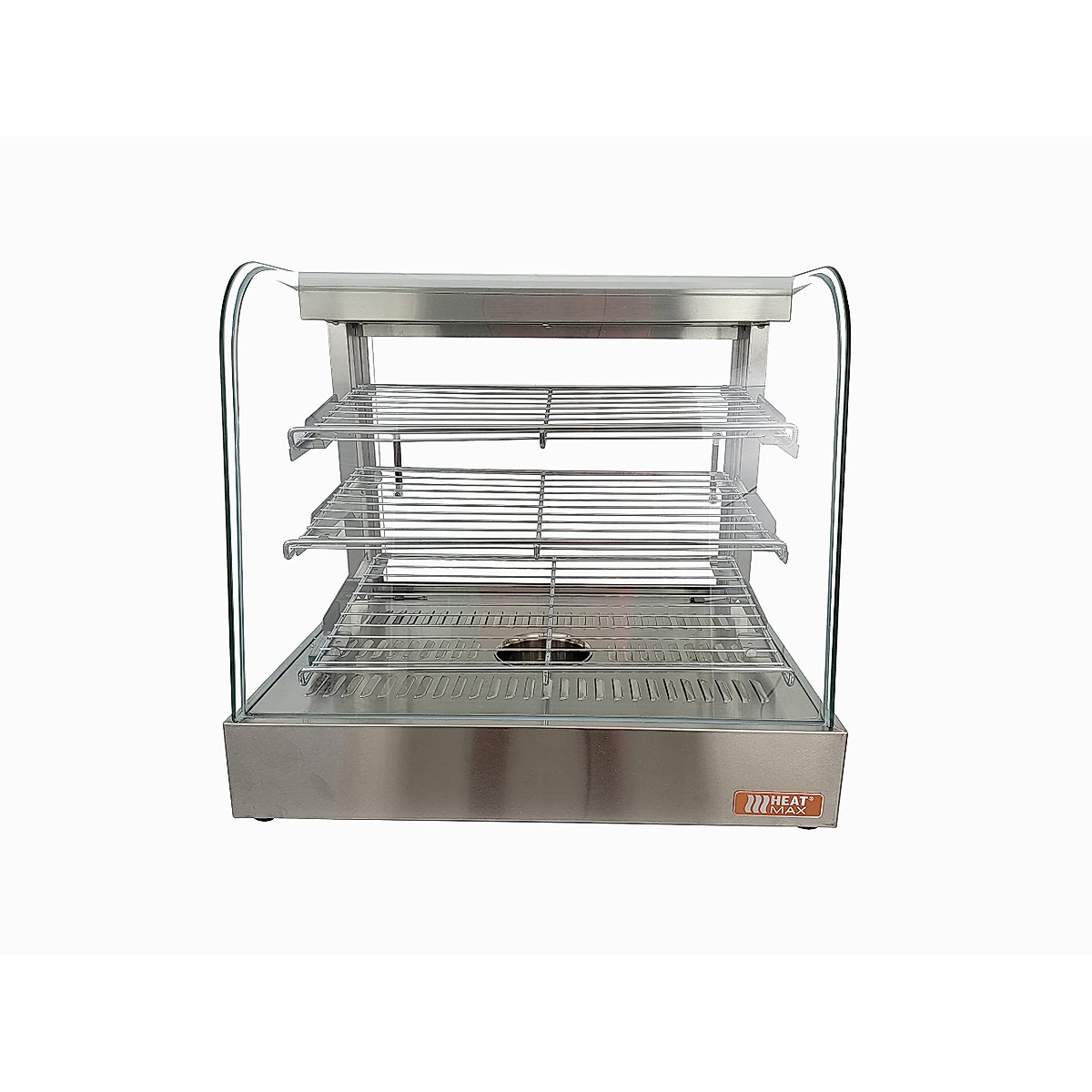 HeatMax 251823 Commercial Electric Stainless & Curved Glass Food Warmer Display Case for Pizza, Chicken, Burgers, Patties, Empanadas or any Hot Food