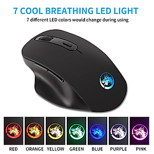 Greshare Gaming Mouse,2.4Ghz Optical Mice with Wireless Bluetooth Dual Mode Connection RGB Colorful Luminous for Computer/Win/Mac/Linux/Andriod/iOS. (Black)
