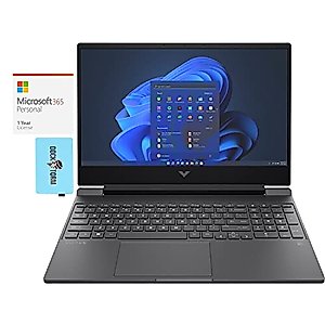 HP Victus 15-fa0032dx Gaming & Entertainment Laptop (Intel i7-12650H 10-Core, 16GB RAM, 512GB SSD, RTX 3050 Ti, 15.6" 144Hz Win 11 Home) with MS 365 Personal, Hub