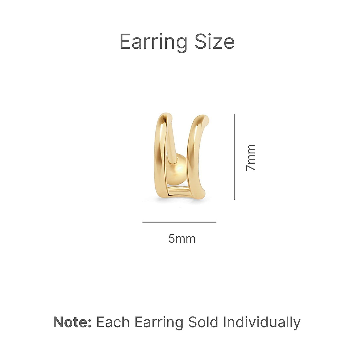 14K Yellow Gold Double Wire Ear Cuff Wrap Cartilage Huggie Hoop Earring Internally Threaded Upper Ear Piercing Hypoallergenic Helix Cartilage Lobe Tragus Upper Piercing - Sold Separately