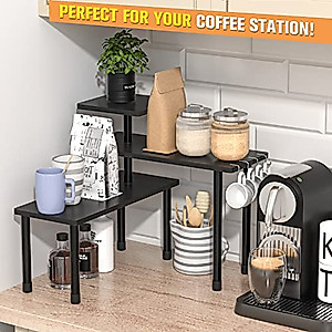 JayRex Bathroom Organizer Countertop Bathroom Shelf, 3 Tier Corner Shelf Moveable Bamboo Organizer for Make Up, Dresser Table, Desktop Shelf (Black)