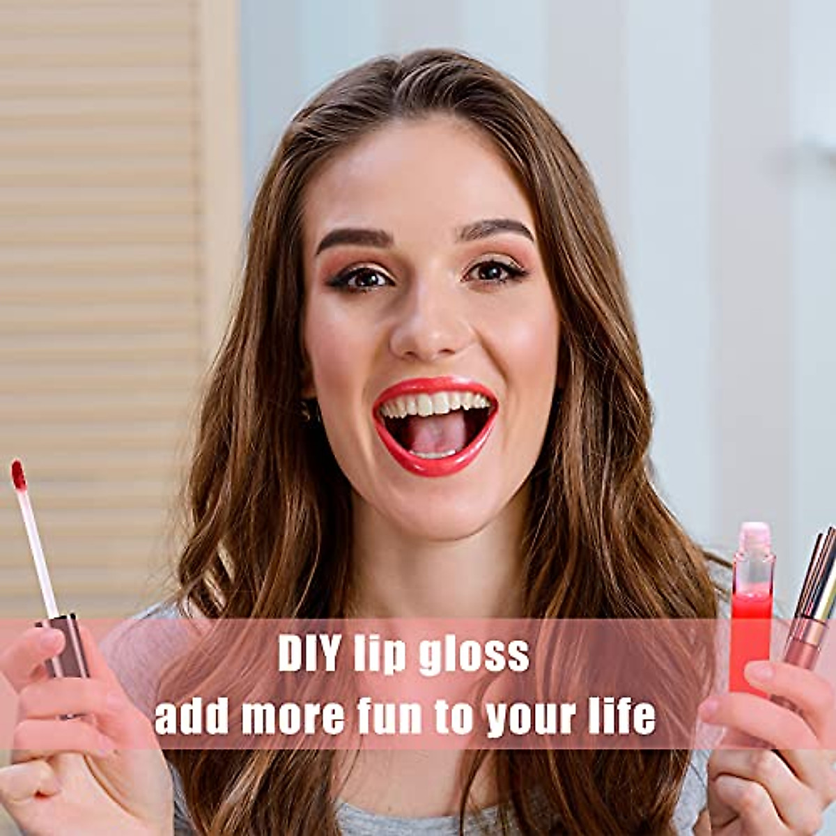 Patelai 40 Pieces Empty Lip Gloss Tubes Containers Clear Lip Balm Bottle with Rubber Stopper and 2 Pieces Funnels for Women DIY Makeup Lip Samples(10 ml,Gold, Rose Gold, Black, Silver)