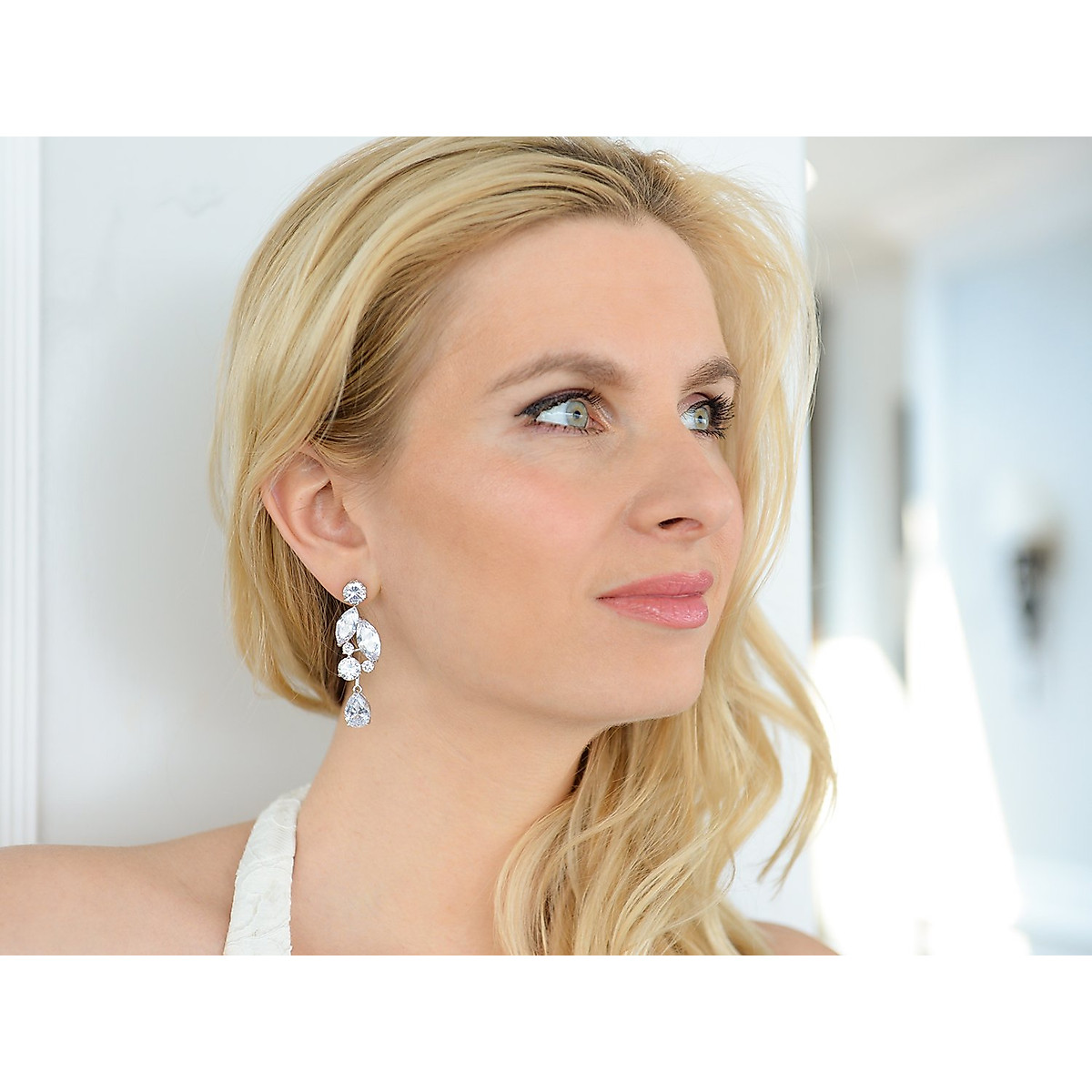 Mariell Bridal and Wedding Large Statement Earring, Bold Size Cubic Zirconia Crystal Jewelry for Brides, Pageant, Prom and Mother of the Bride