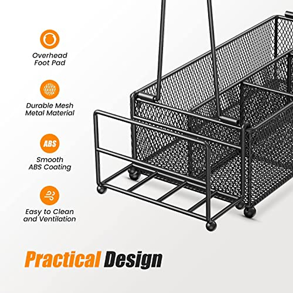 PHINOX Utensil Caddy, Silverware Caddy Condiment Caddy, Utensil Holder for Party, Picnic Flatware caddy with Handle and Paper Towel Roll Holders, Utensil Cutlery Caddy for Camping, Kitchen (BLACK)