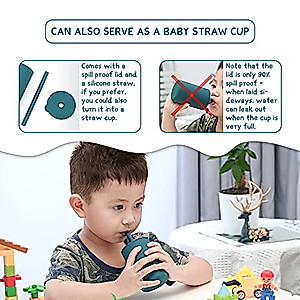 JOYIT Baby and Toddler Silicone Straw Cup 6 oz | Training and Learning Open Cup for Baby Independent Drinking | Promotes Fine Motor Skills | with a Nonspill Lid and Silicone Straw (Ocean Blue)