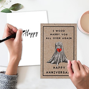 LiuuLi Happy 5th Anniversary Card for Women Men, 5th Wedding Anniversary Wood Card for Him Her,Fifth Anniversary Card for Boyfriend, 5 Years Married Gift for Husband
