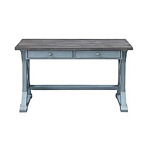 Coast to Coast Imports Two Drawer Writing Desk, Blue, 52" W x 26" D x 30" H