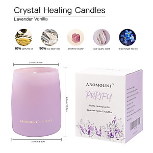 Lavender Vanilla Scented Candle with Crystal Inside,Luxury Candle Gift for Women,10oz Crystal Natural Soy Candle,Spiritual Aromatherapy Candle for Home Scented | Purify