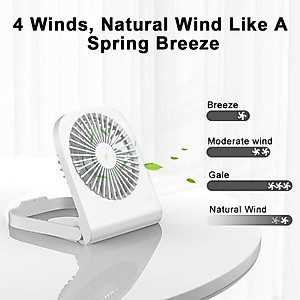 Personal USB Desk Fan, iHoven Mini Portable 14h Cooling Office Rechargeable Small Table Fan, 4800mah Quiet Battery Operated Desktop Fan Adjustable for Home Office Car Outdoor Travel White (white)