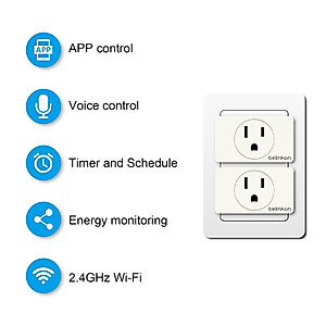 belinkon Ultra Mini WiFi Smart Plug with Energy Monitoring - Compatible with Alexa, Google Home, Smart Life App - FCC/Rohs Listed and No Hub Required - 15A Wi-Fi Outlet for Smart Home (4 Pack)