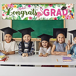 Large Aloha Congrats Grad Banner 2023 Graduation Party Decorations Luau Grad Yard Sign Class of 2023 Hawaiian Backdrop for High School College Graduation Party Supplies