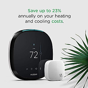 Ecobee4 Smart Wi-Fi Programmable Thermostat with Built-in Alexa Voice and Room Sensor Included, Black (Non-Retail Packaging)