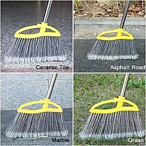 Gloffer Outdoor Angle Broom Heavy Duty with Long Handle Stiff Bristles for Garage Garden Commercial and Industrial