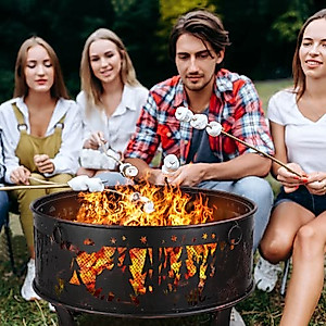 Portable Fire Bowl 27 Inch Fire Pit, Outside Fire Pit, Garden Fireplace with Spark Guard, Poker & Charcoal Grate, Fire Pits for Patio Camping Backyard Balcony, Elk Pattern