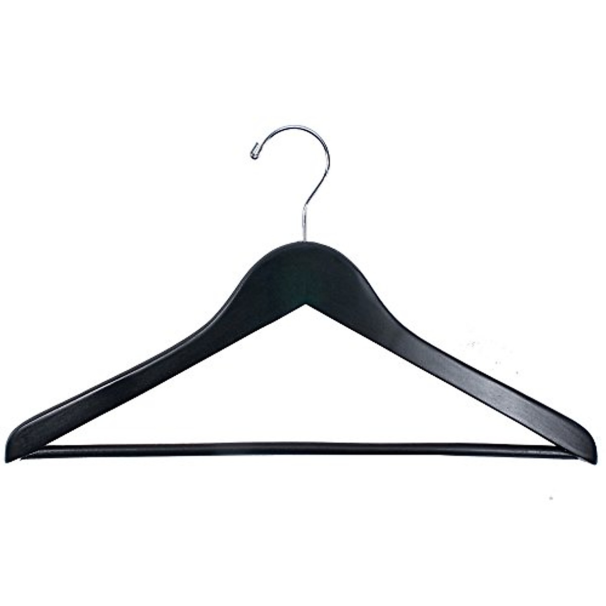 NAHANCO 8217CHHU Flat Wooden Suit Hanger with Chrome Hook, 17", Black (Pack of 25)
