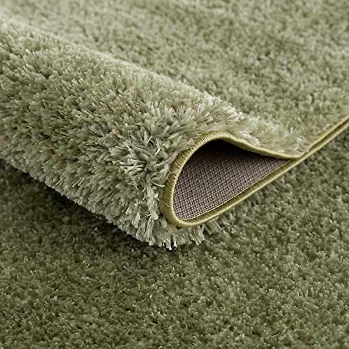 Hauteloom Heavenly Solid Shag Area Rug for Living Room Bedroom - High Pile Fluffy Carpet - Soft Shaggy Cozy Plush Rug - Green - 6'7" x 9'