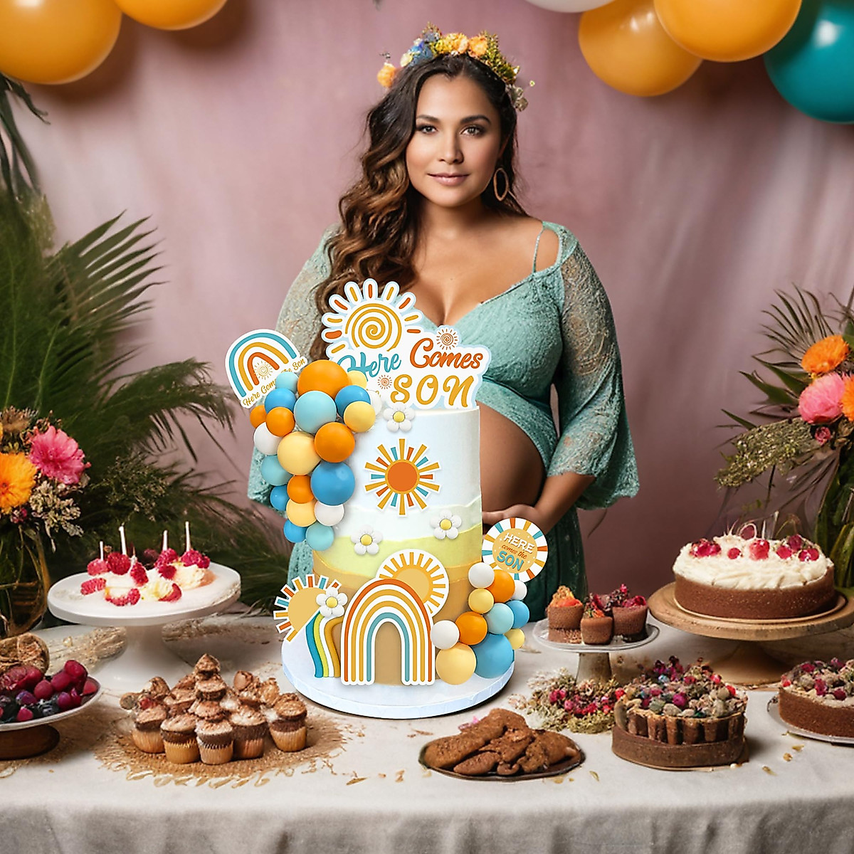 32 PCS Ball Cake Picks Colorful Ball Shaped Cake Topper Pearl Balls Cupcake Cake Insert Topper for Birthday Party Wedding Decoration Supplies