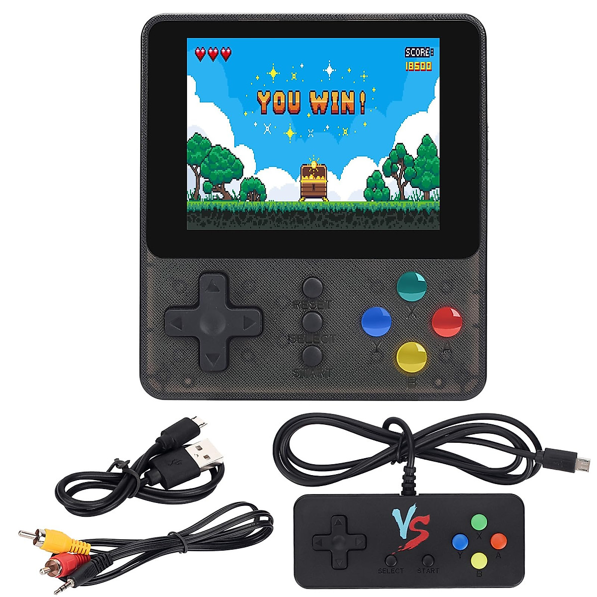HAndPE Handheld Game Console, Retro Super Mini Game Player 500 Classical FC Games 3-Inch Color Screen Support for Connecting TV & Two Players 1020mAh Rechargeable Battery Present for Kids and Adult