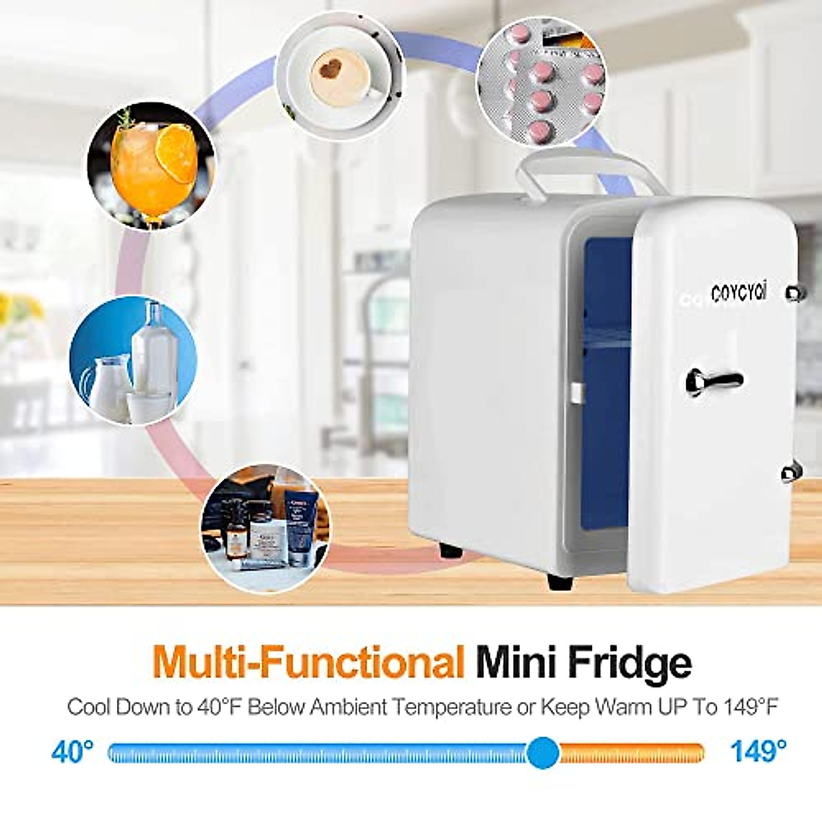 GICIVED Mini Fridge,Energy Saving Cooler And Warmer Refrigerator, Portable Personal Fridge For Office, Car, Bedroom, For Skincare, Fruit, Food