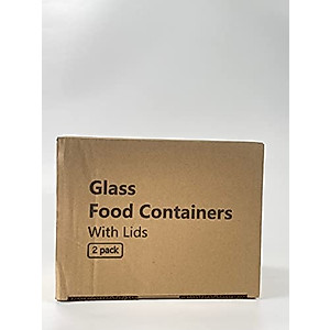 Luvan 60oz Large Glass Food Storage Containers with Lids,Glass Meal Prep Containers/Bento Boxes/Lunch Containers,BPA Free & Leak-Proof for Microwave,Oven,Freezer and Dishwasher Safe(2Pcs)