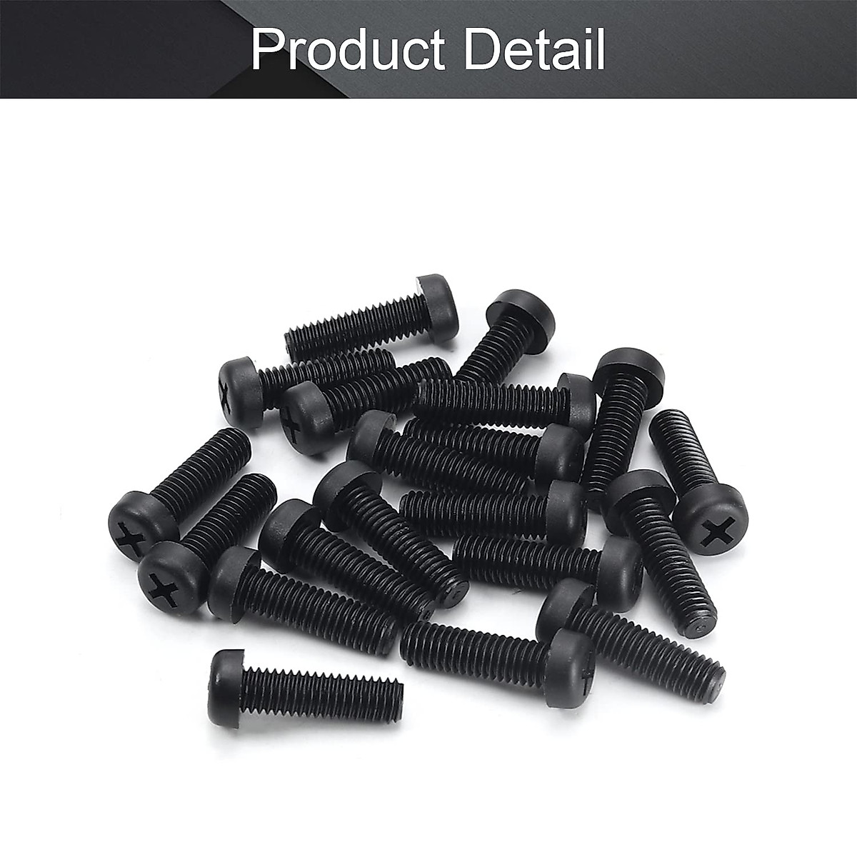 MroMax 50Pcs Plastic Phillips Cross Pan Head Machine Screws, M6 x 20mm Black Nylon Phillips Cross Pan Head Machine Screws Bolts for Electronic Equipment
