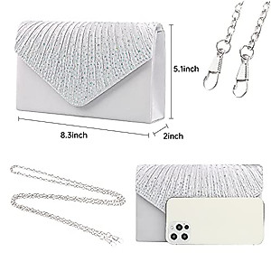 Jubileens Ladies Large Evening Satin Bridal Diamante Ladies Clutch Bag Party Prom Envelope (Silver) Small