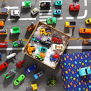 Sratte 50 Pcs Pull Back Cars and Trucks Toy Bulk City Cars Plane Vehicles Model Car Construction Toy Pull Back Digger for Boys and Girls' Education, Party Favor Bulk Cake Decorations Birthday Gift