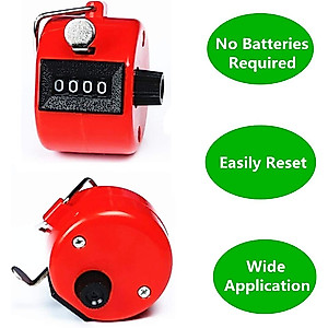 JJLFresheners 1PC FormVan Hand Tally Counter with Lanyard, Mechanical Lap Tracker Manual Clicker with Metal Finger Ring Hoop Holder, Red