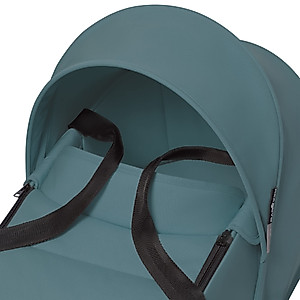 BABYZEN YOYO2 Black Frame + Aqua Bassinet - Includes Thick Double Mattress, Ventilated Shell & Canopy