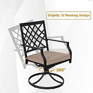 PHI VILLA Swivel Patio Chairs Set of 6 Outdoor Dining Rocker Chair Support 300 lbs for Garden Backyard Bistro Furniture Set with Cushion