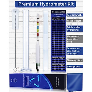 Cimalab Triple Scale Hydrometer, Specific Gravity Hydrometer for Wine, Mead, Kombucha & Beer, Mead Making Kit, ABV Hydrometer Tester, Brix Test, Hydrometer Alcohol Tester for Home Brewing Supplies