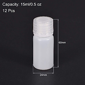 uxcell Plastic Lab Chemical Reagent Bottle, 15ml/0.5 oz Small Mouth Sample Sealing Liquid/Solid Storage Bottles, White 12pcs