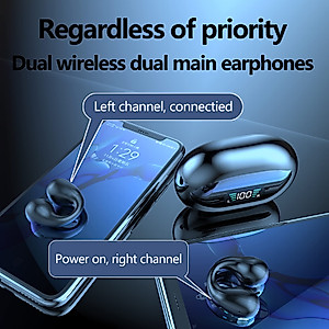 KKshop Ear Clip Headphones Bone Conduction Wireless Bluetooth 5.3 Open Ear Headphones, Clip-on Ear Noise Cancelling Headphones, Mini Sport Running Earring Earphone for Running Cycling