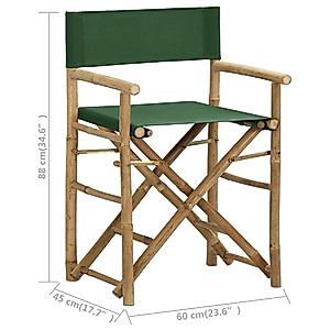Vetnasa Folding Director's Chairs 2 pcs Green Bamboo and Fabric-AB