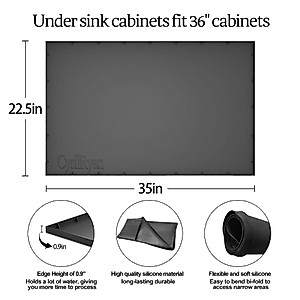 Under Sink Mat Waterproof for 36" Cabinet, Kitchen Rubber mat, Holds Over 3.3 Gallons Liquid Carbon Cabinets Leak Protector Bathroom Sink Line Drip Tray Sink Pan Black 35x22.5 inch