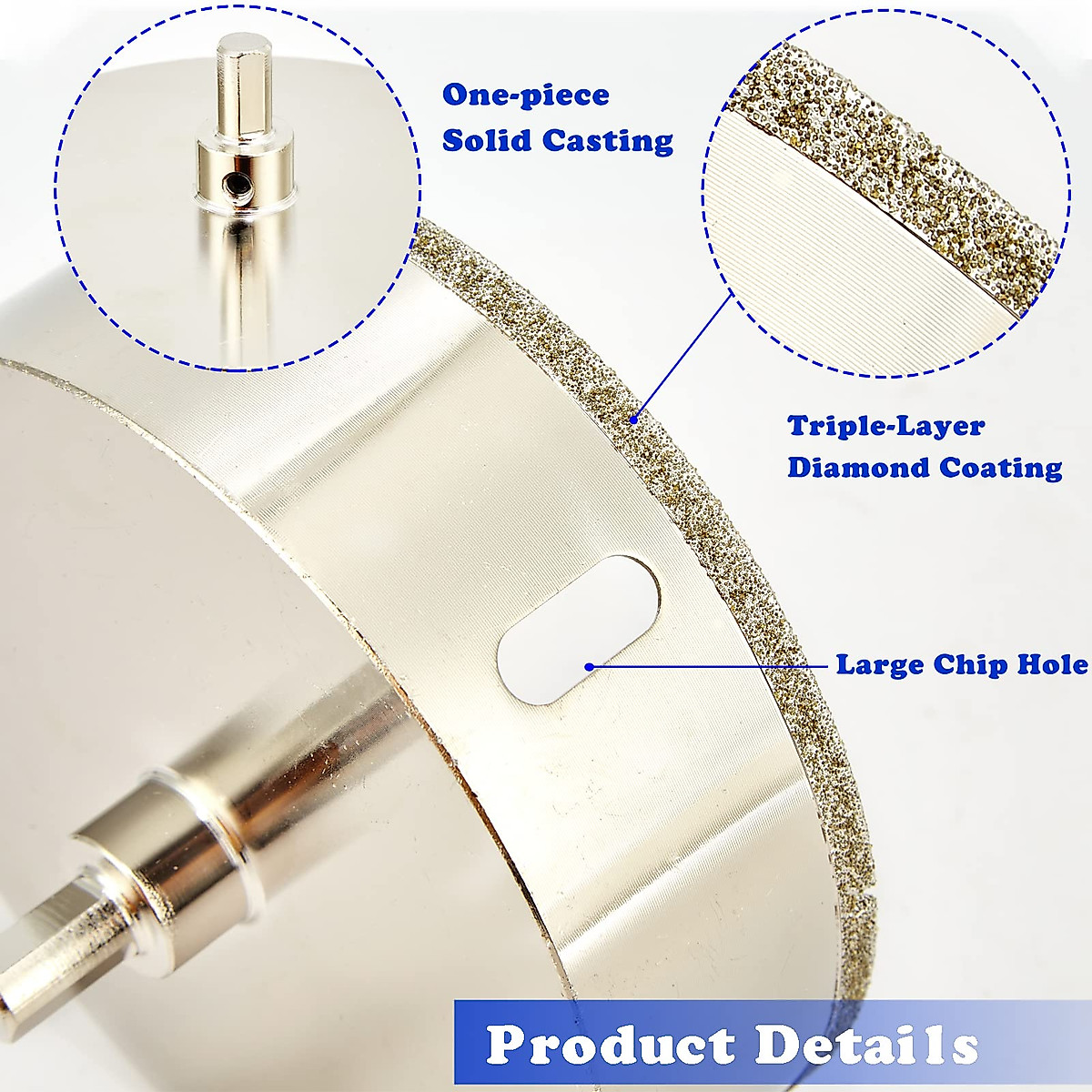 DaduoRi 1 Inch Diamond Hole Saw with Pilot Bit, 1" Tile Hole Saw with Center Drill Bit for Marble, Granite, Ceramics, Porcelain Tiles, 1-1/2" Depth of Cut for Thick Countertops