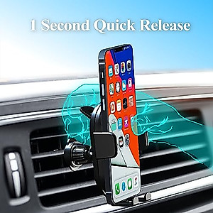 Ronnaquetta 360 Rotation Car Phone Holder, Quick Release, Adjustable, Compatible with 99% Phones, Black